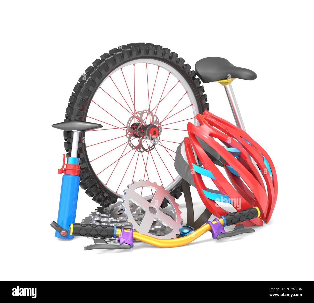 Equipment for biking isolated over white background Stock Photo - Alamy