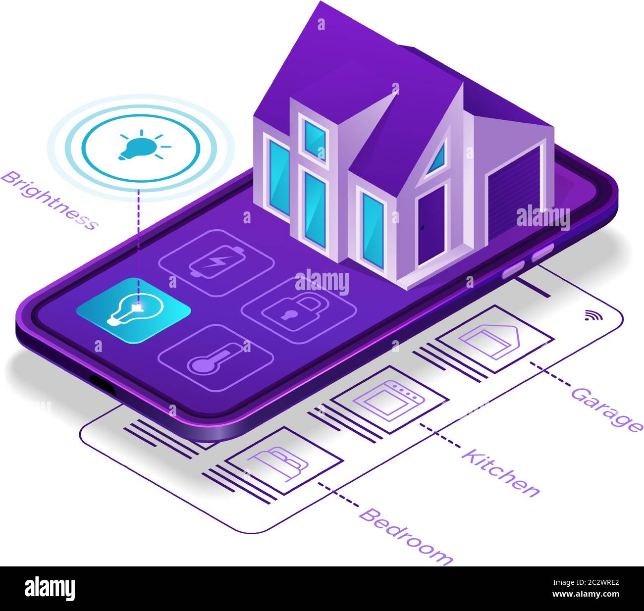 Smart home isometric, internet of things concept vector illustration. Control center for ...