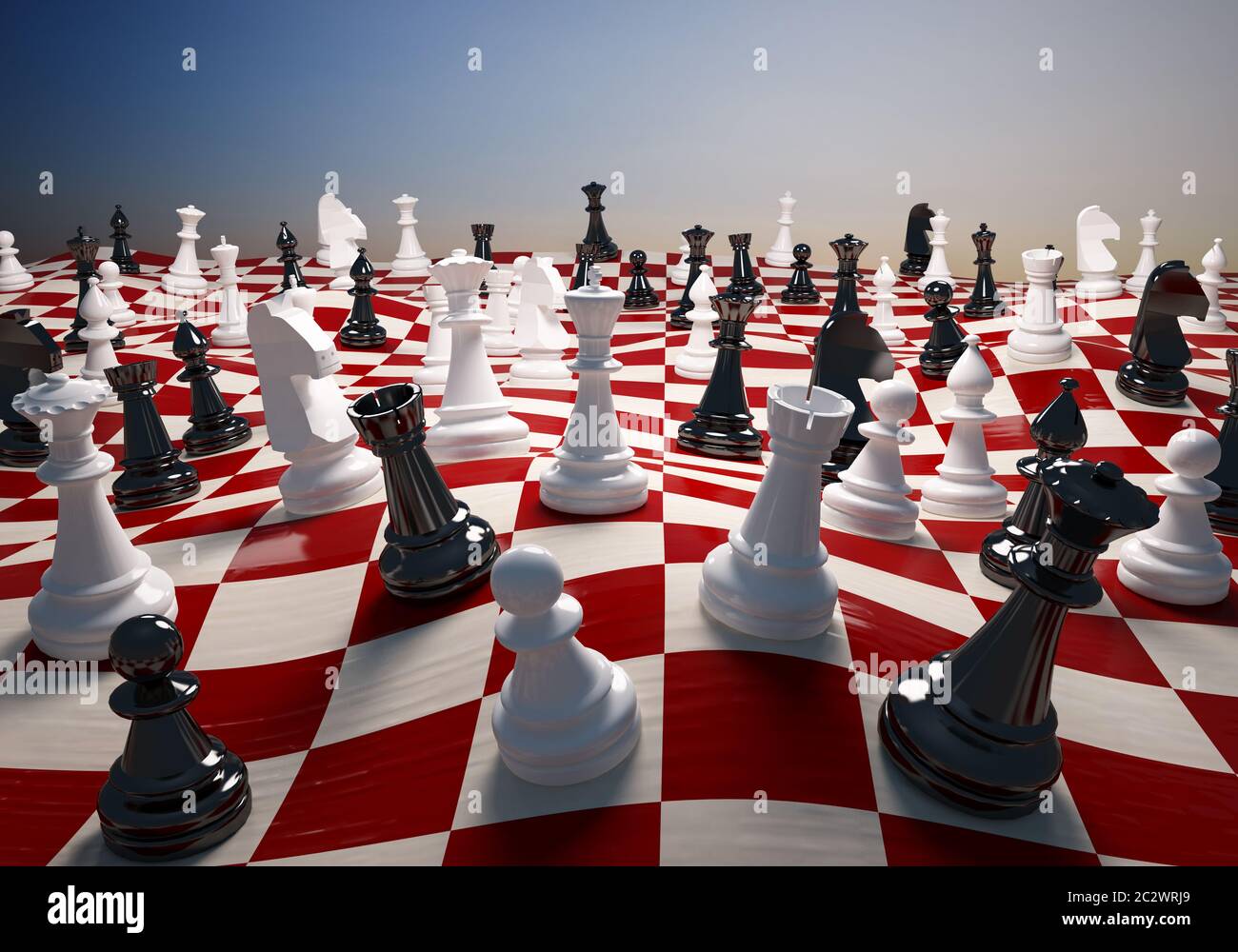 Chess white and black on the big waving chess field Stock Photo - Alamy