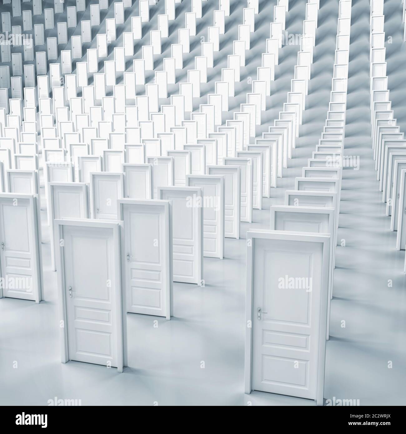 Lots of locked white doors Stock Photo - Alamy