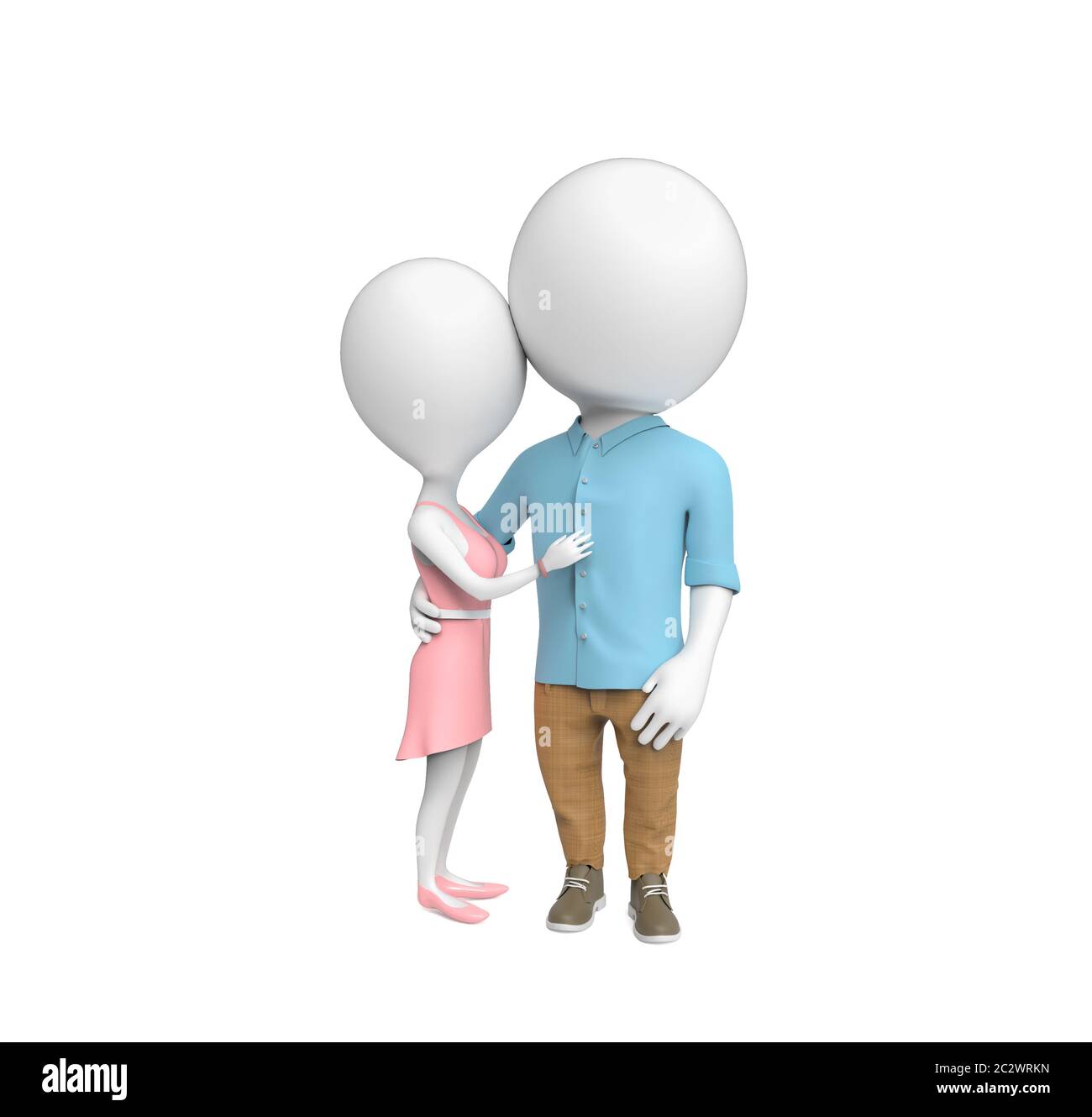 Couple of small white persons isolated on white Stock Photo - Alamy