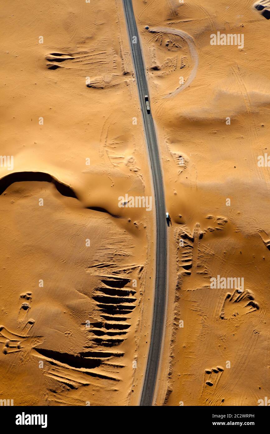 A road through the Sahara desert built by an oil company to facilitate ...