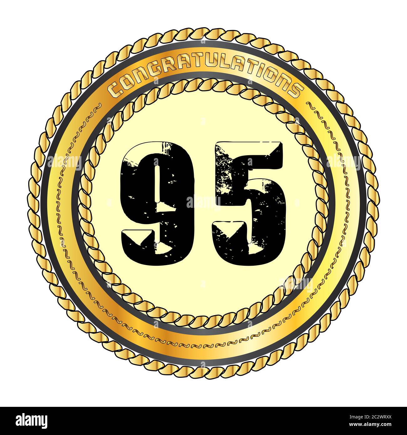 A golden 95 metal rope circular border over a white background Stock ...