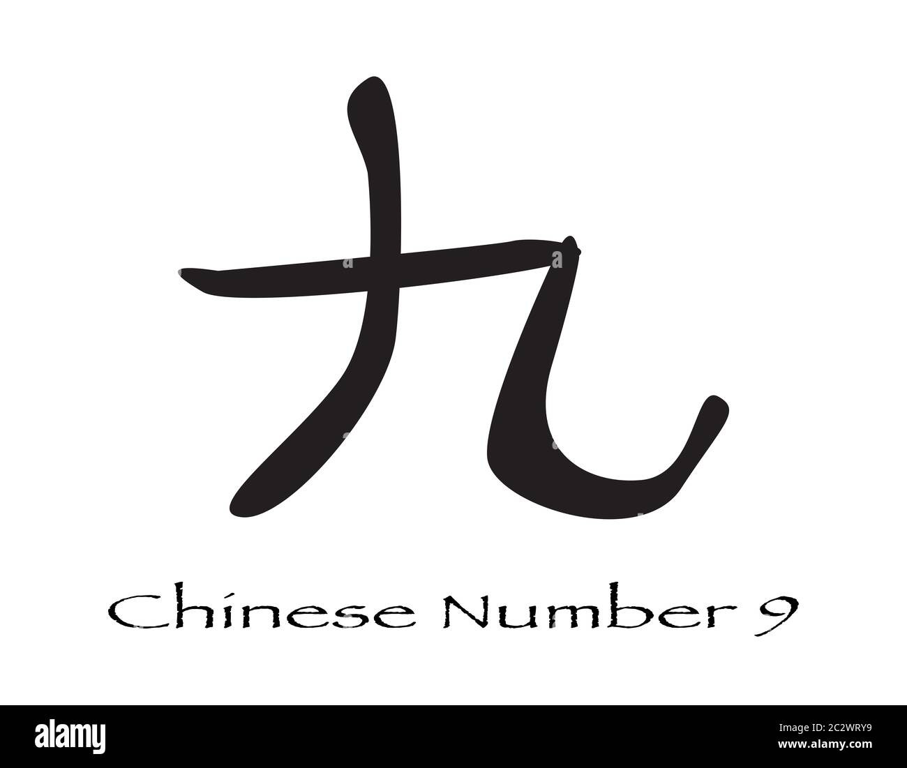 The Chinese Mandarine logogram for the number Nine isolated on a white ...