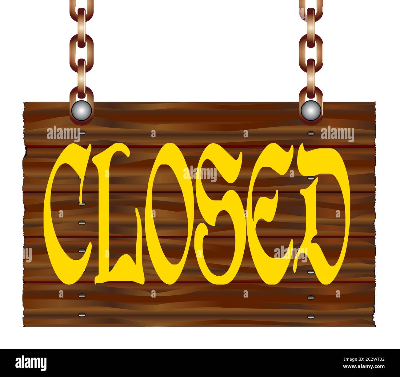 A hanging wooden closed sign isolated against a white background Stock ...