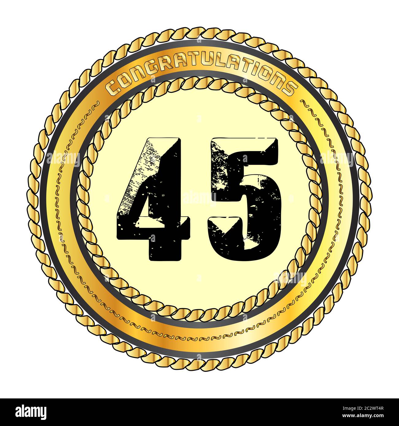 A golden 45 metal rope circular border over a white background Stock ...