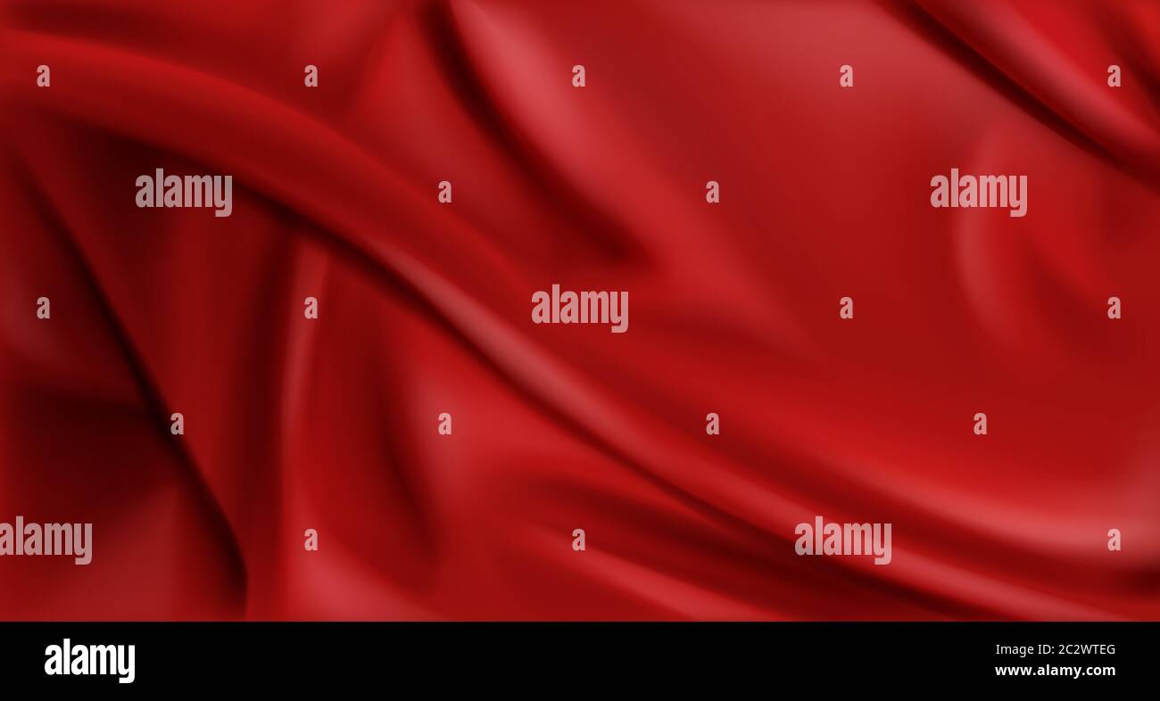 Red silk folded fabric background, luxurious textile decoration ...