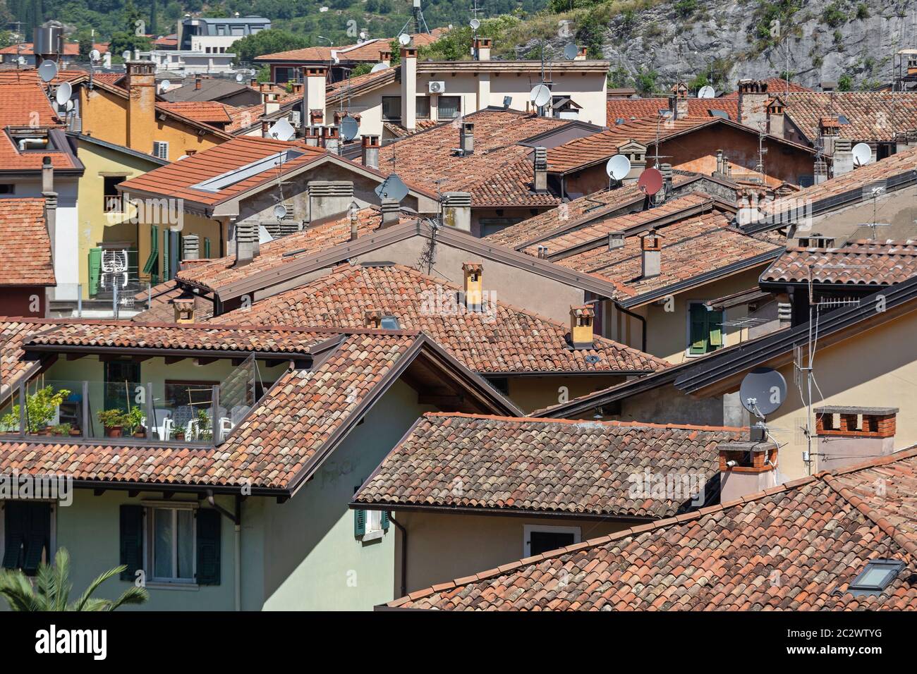 Traditional Roofs at Houses in Nago Torbole Italy Stock Photo - Alamy