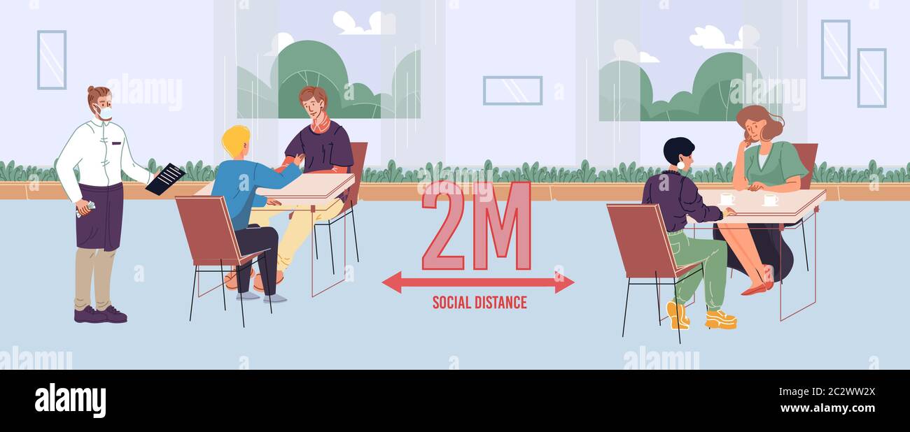 Two people maintaining social distance Stock Vector Images - Alamy