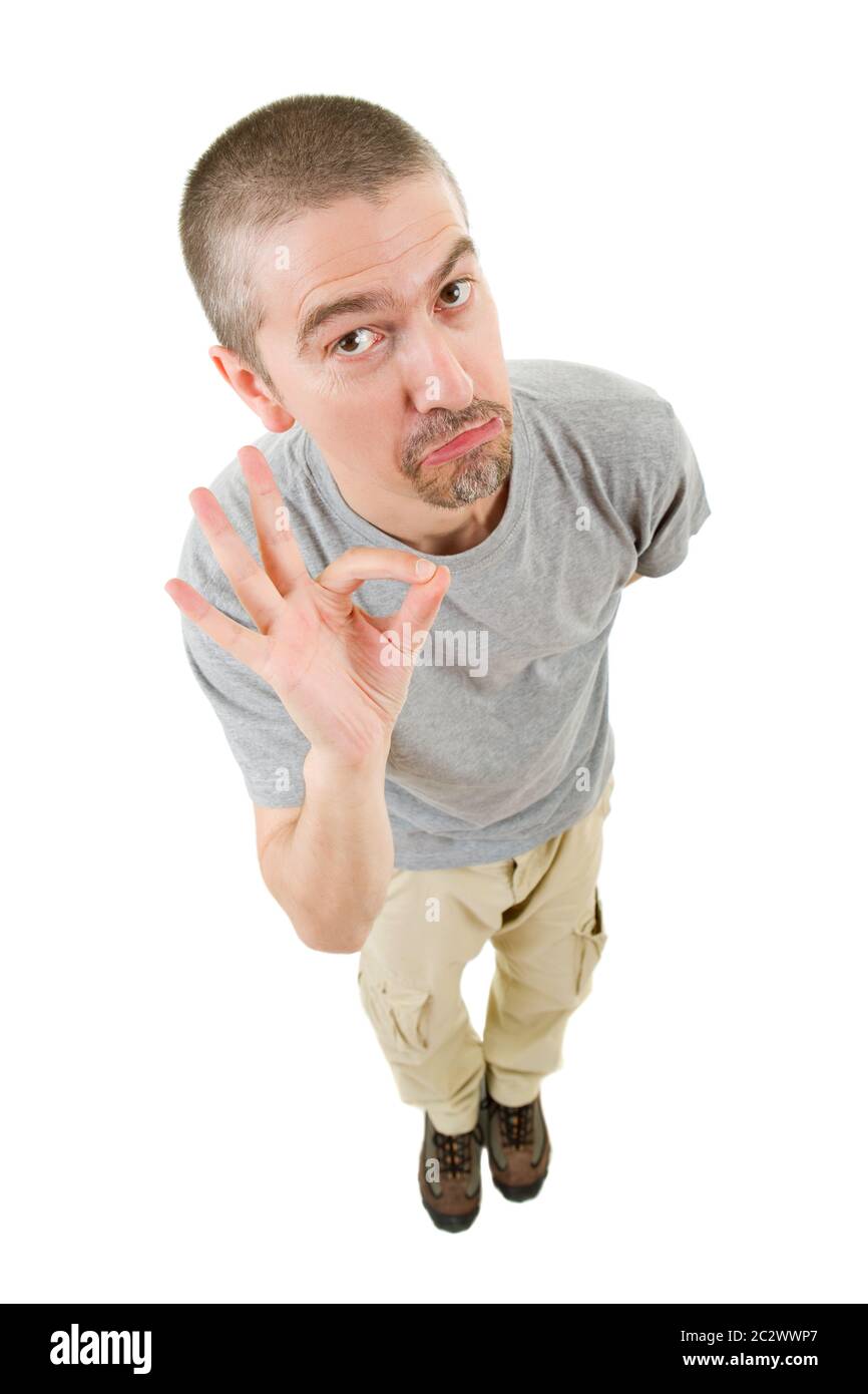 geek silly man full length winning, isolated Stock Photo - Alamy