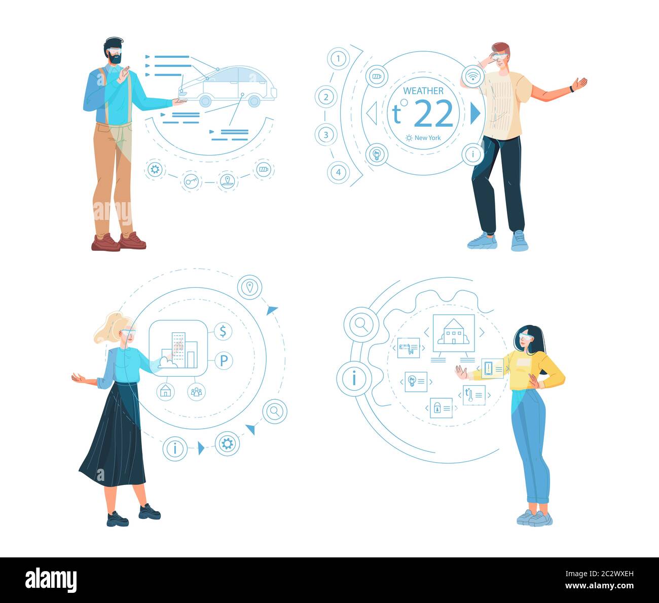 People wearing smart glasses wearable device set Stock Vector Image ...