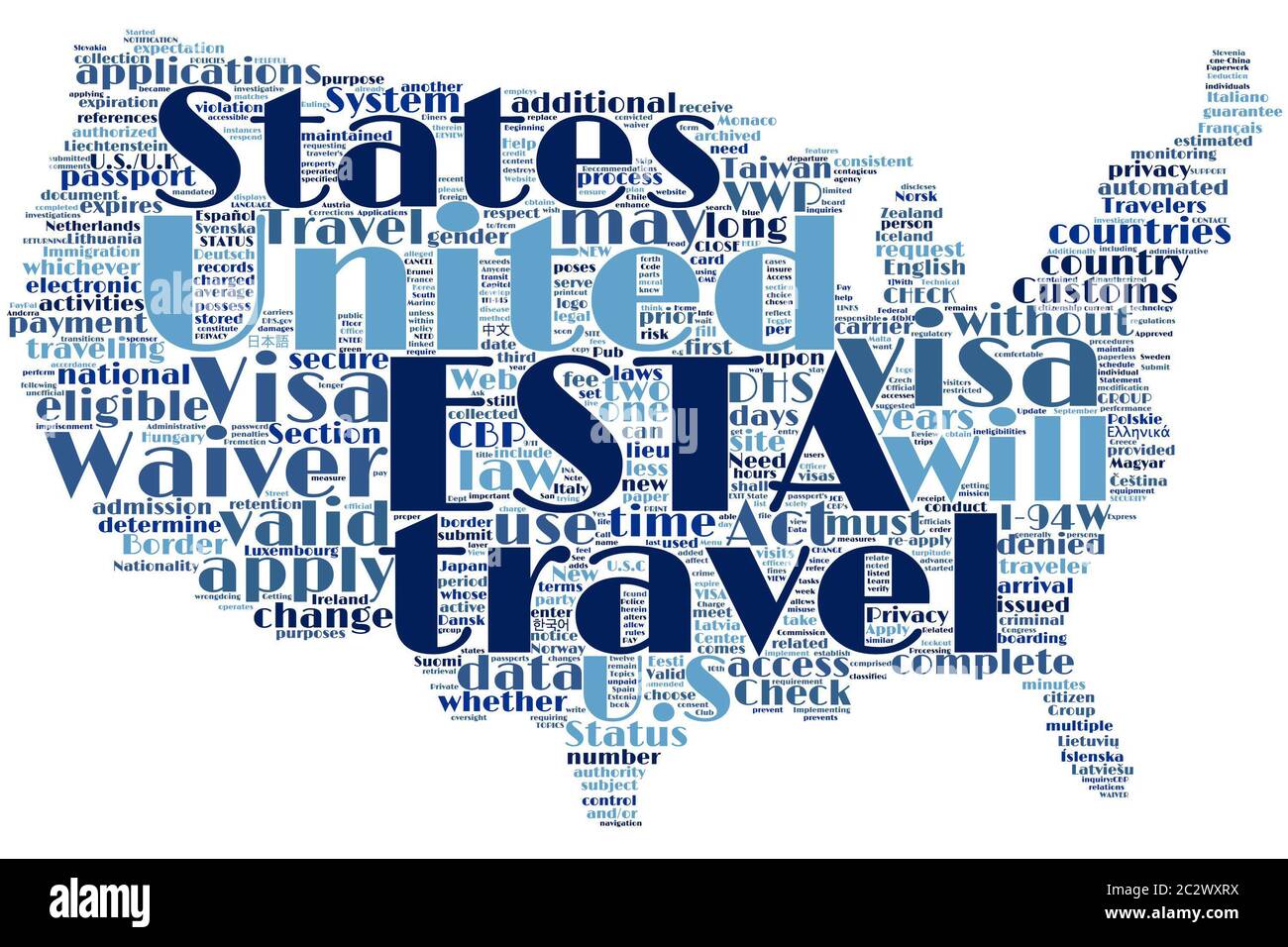 United States map word cloud on the isolated background Stock Photo - Alamy