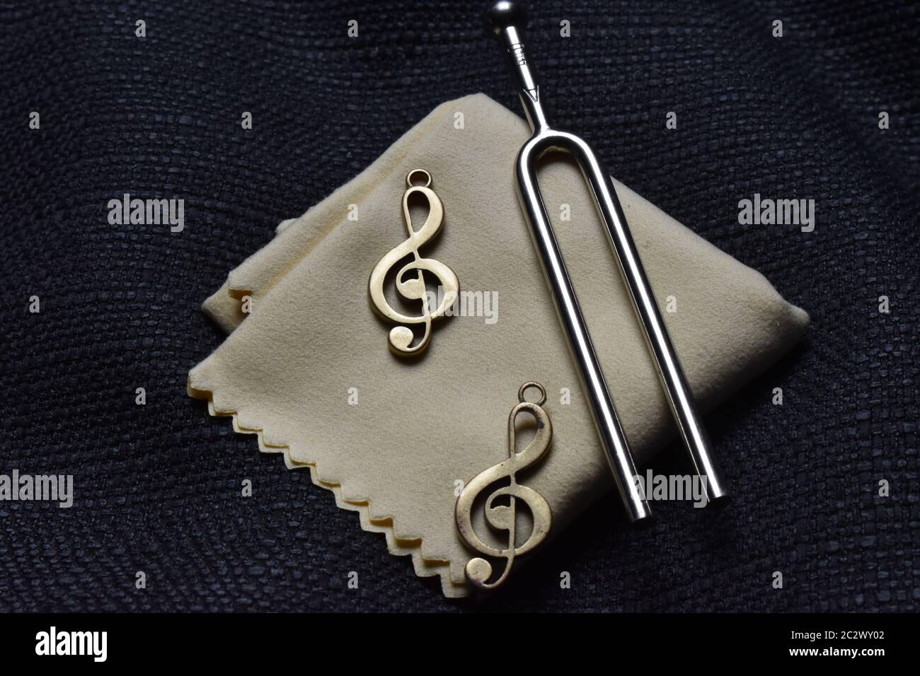 Tuning fork and a clef Stock Photo - Alamy