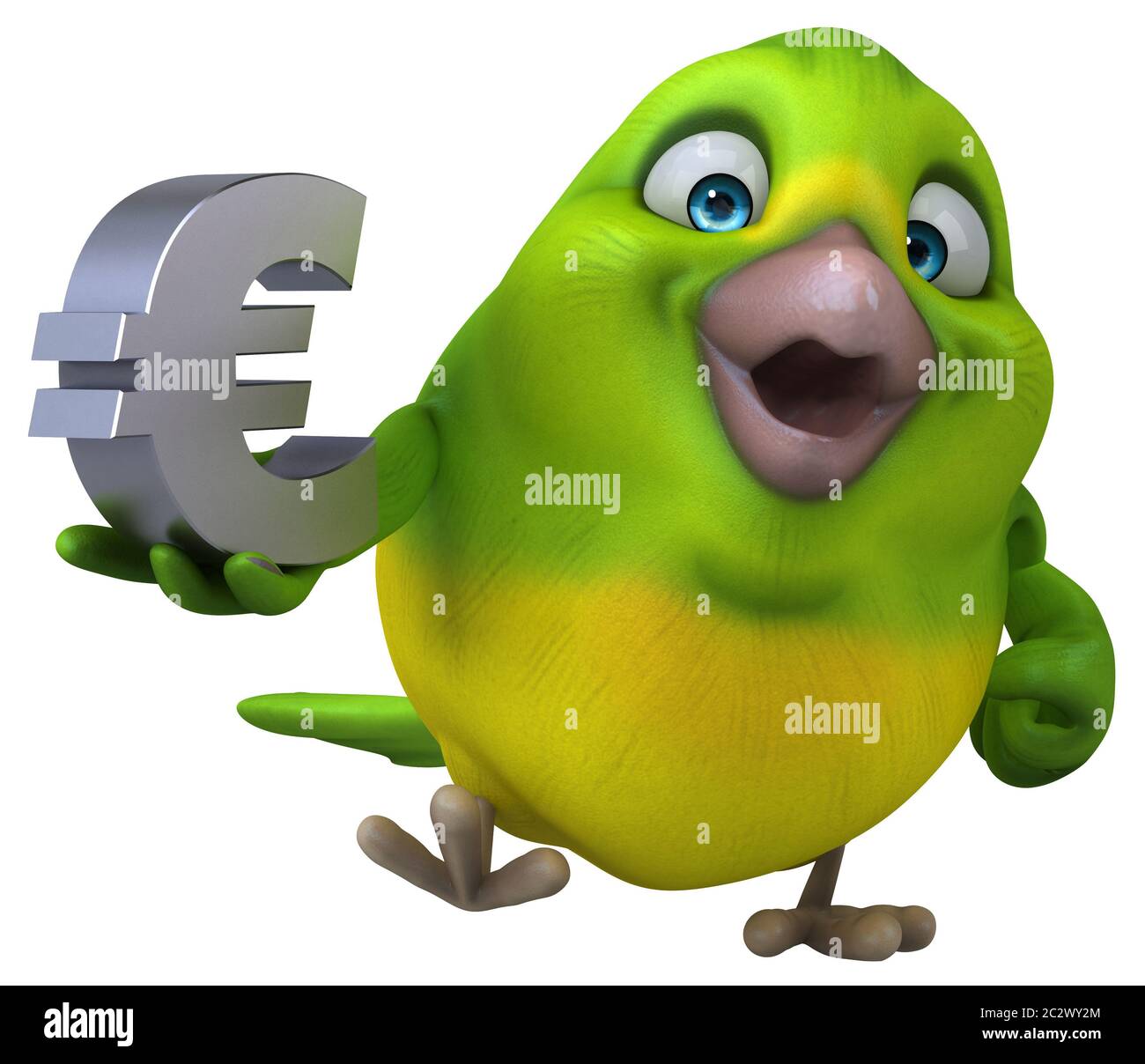 Fun green bird - 3D Illustration Stock Photo - Alamy