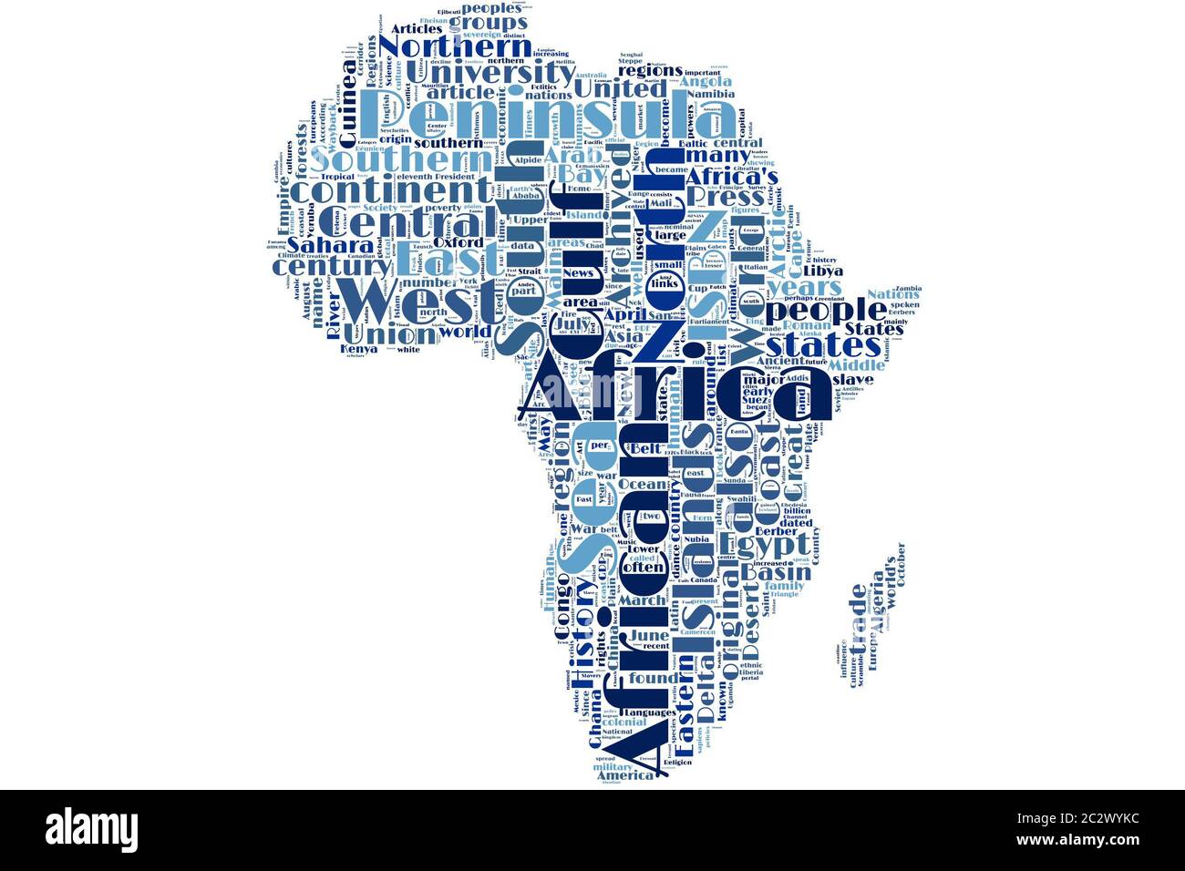 Africa map word cloud on the isolated background Stock Photo - Alamy