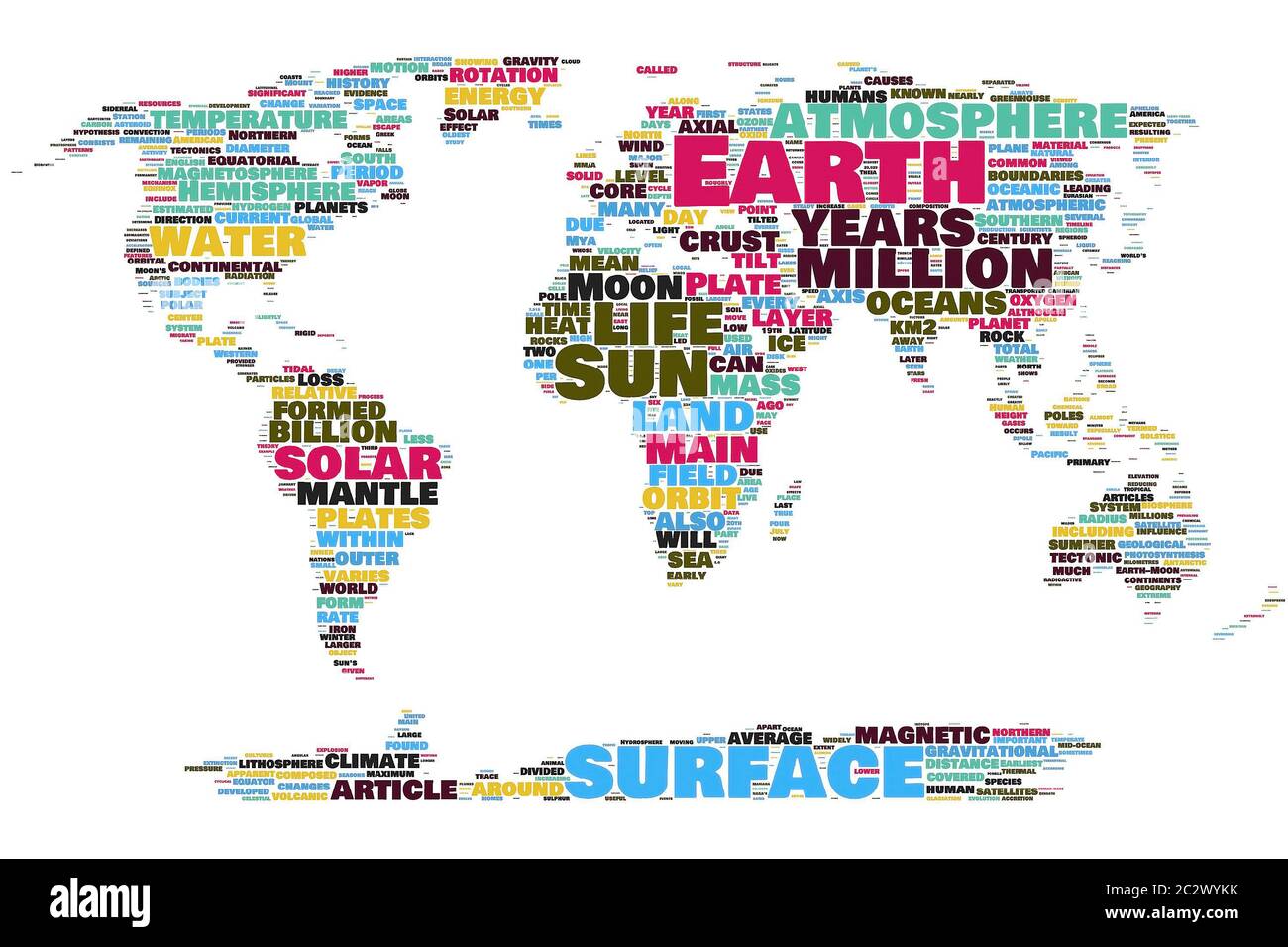 Earth map word cloud on the isolated background Stock Photo - Alamy