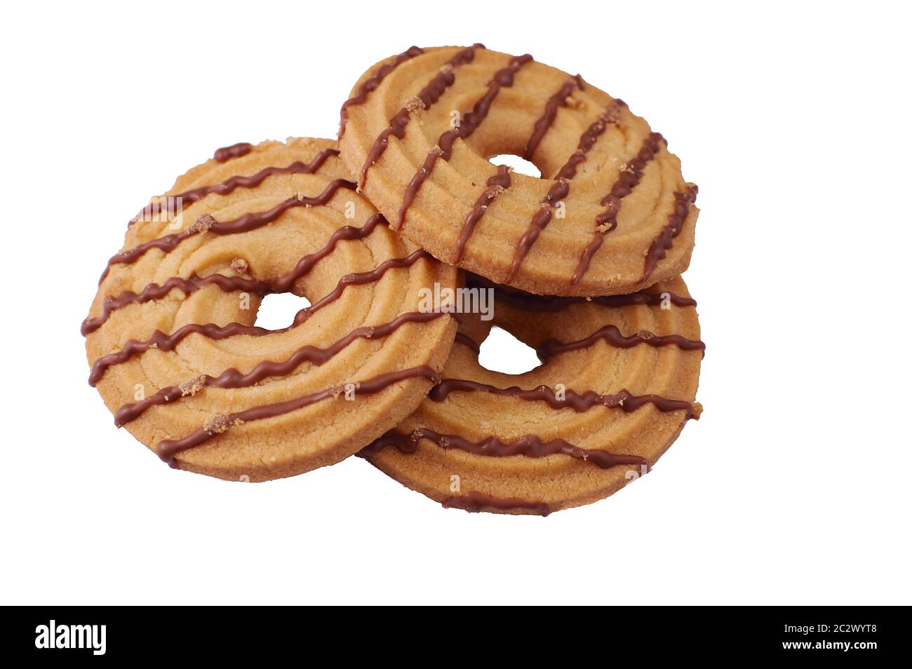 Three chocolate cookie isolated on white background Stock Photo - Alamy