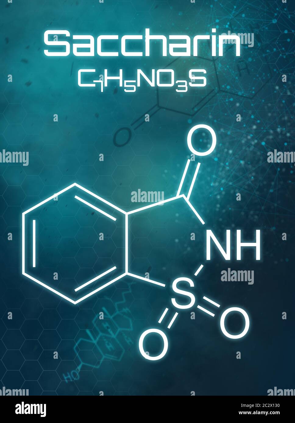 Chemical formula of Saccharin on a futuristic background Stock Photo ...