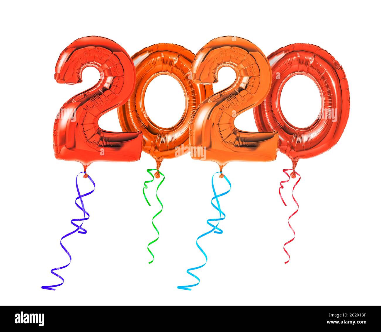 Red balloons with ribbon - Number 2020 Stock Photo - Alamy
