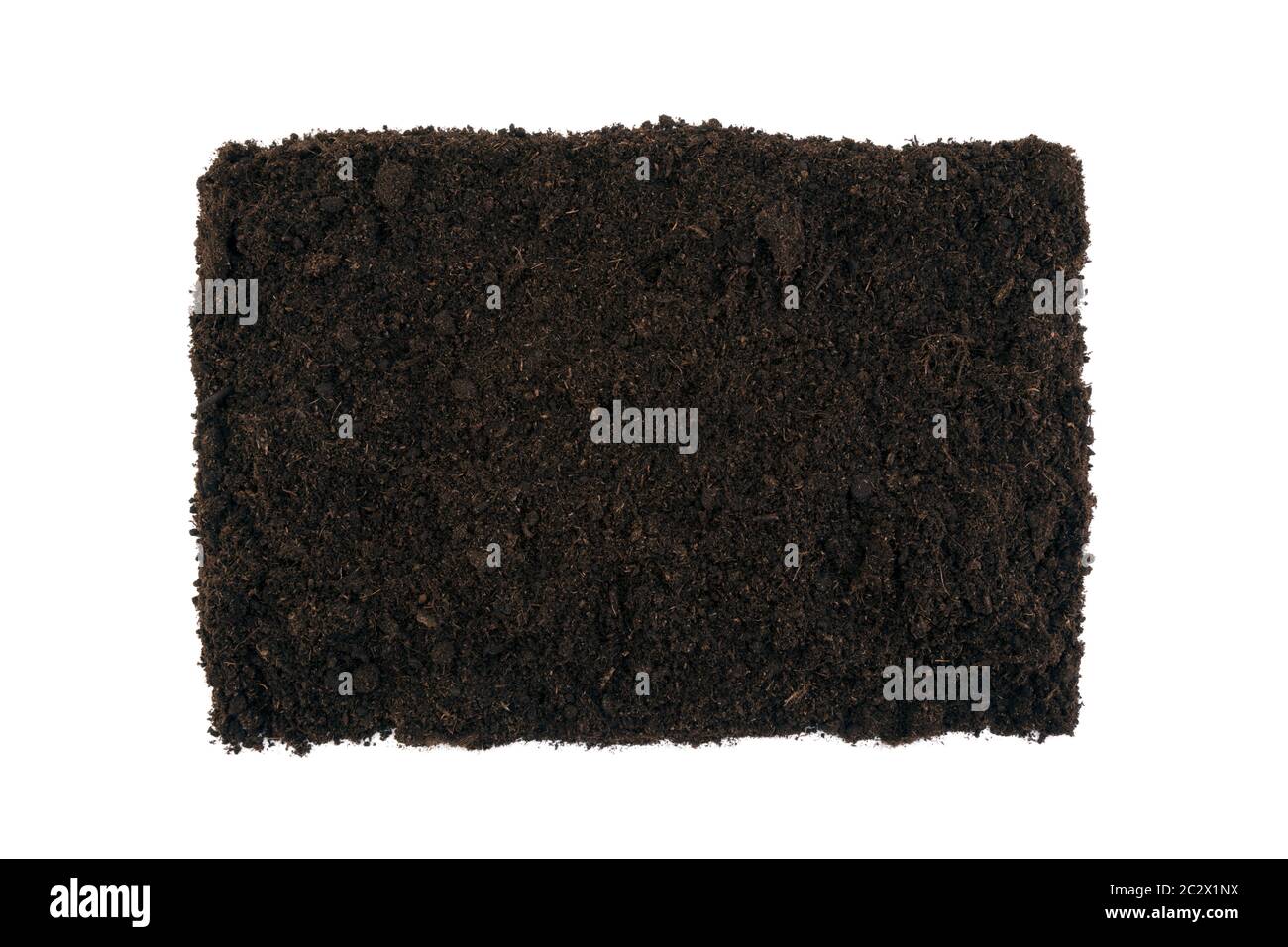 Rectangular piece of of soil isolated on white background. Gardening or ...