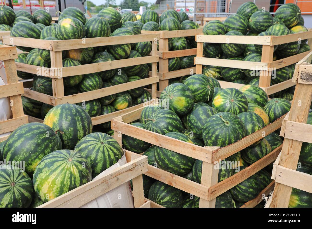 Watermelons watermelon crates crate hi-res stock photography and images ...