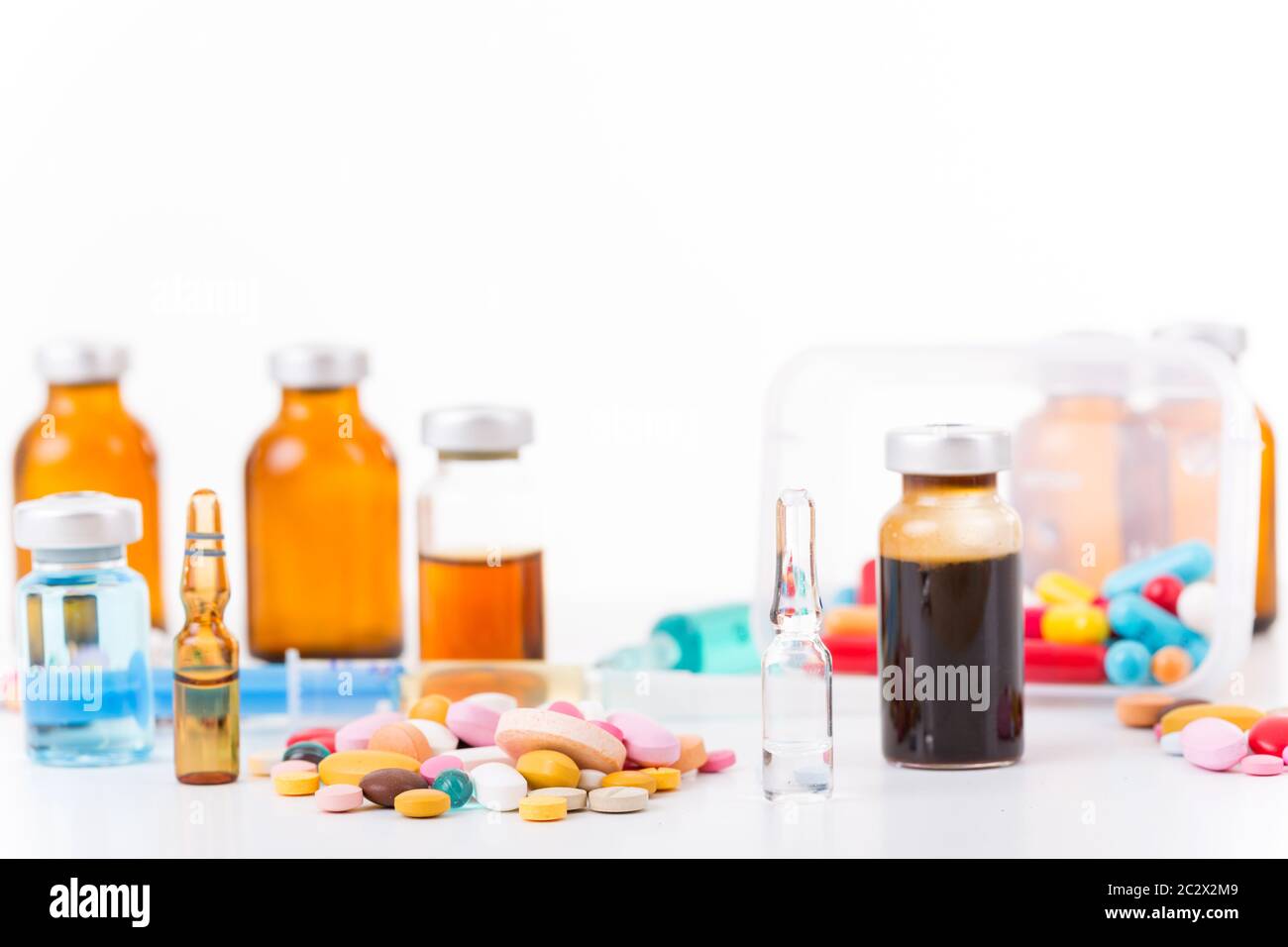 Different types of drugs on white background Stock Photo - Alamy