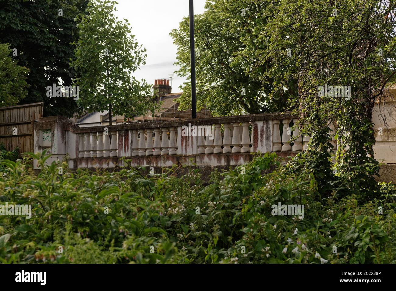 Bridge on the A316 road, Twickenham over the river Crane, with concrete ...