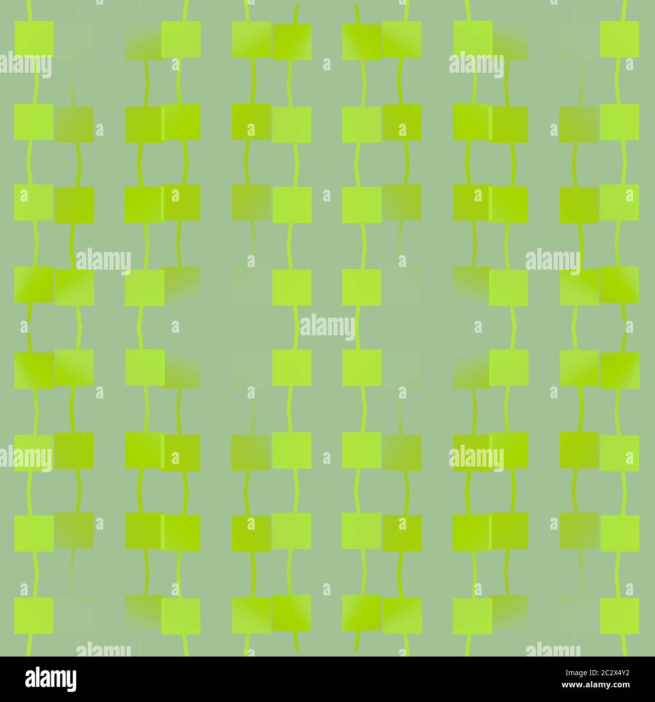 Regular squares pattern with wiggly lines lemon lime and light green on ...