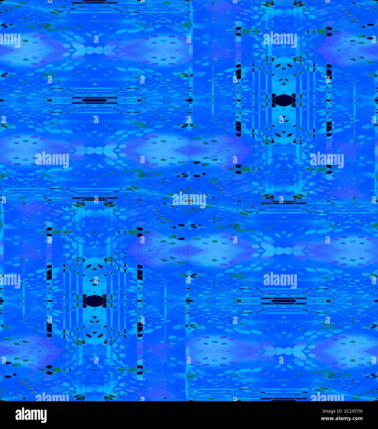 Regular intricate ellipses and diamond pattern in blue shades with ...
