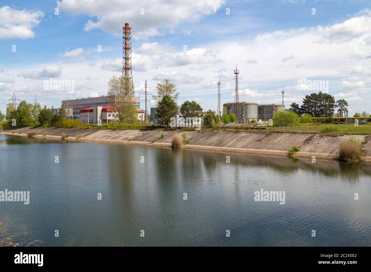 Lake in the town of Prypjat in Ukraine. Lake full of hazardous ...