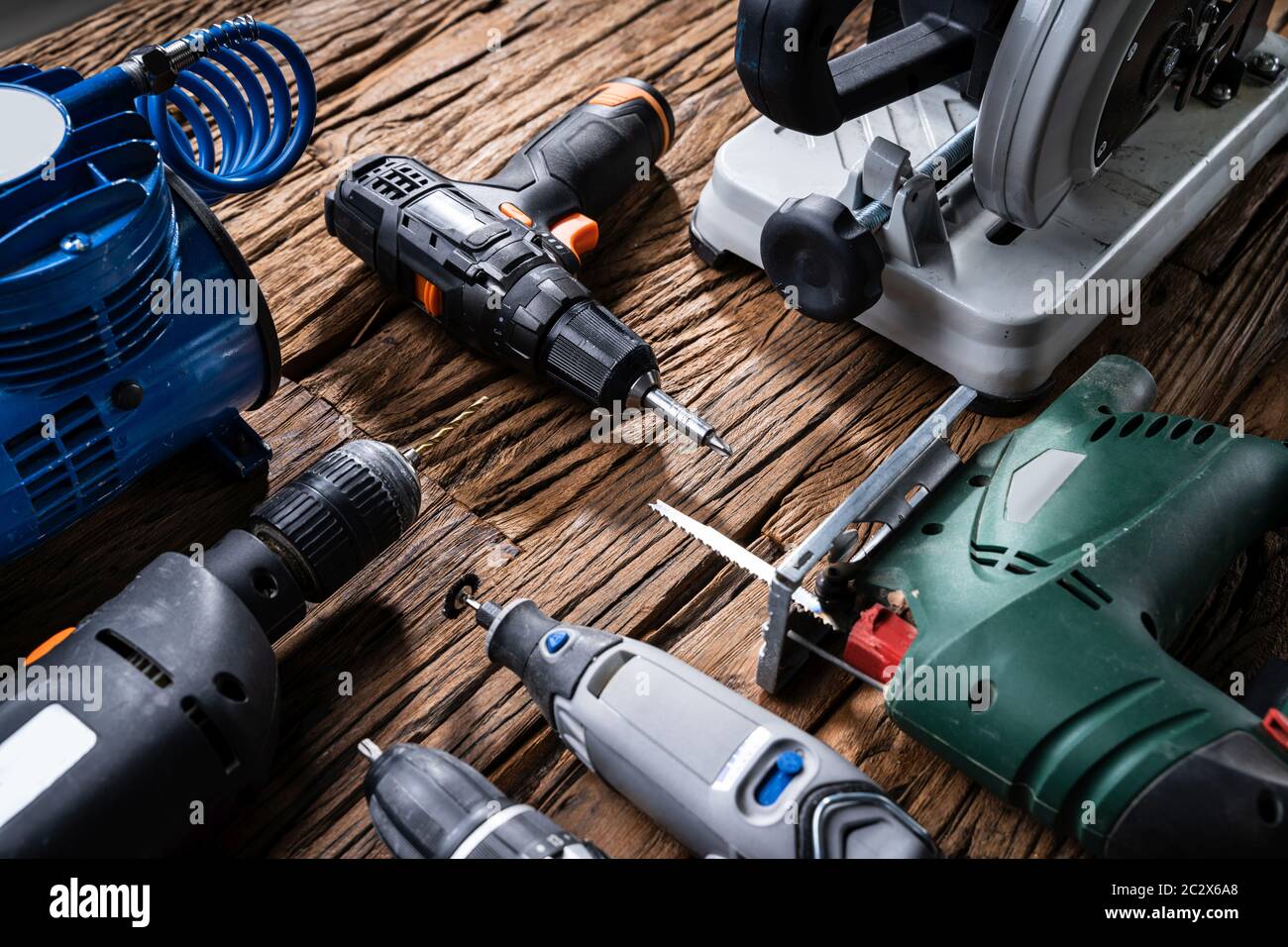 Wooden toolbox various hand hi-res stock photography and images - Alamy