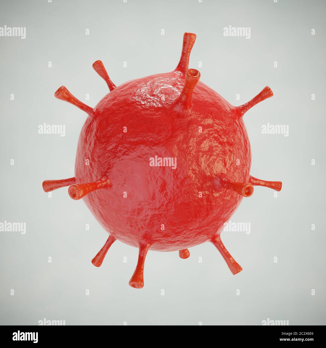 Red Microscope Virus Close Up Isolated on Gray Background 3D ...