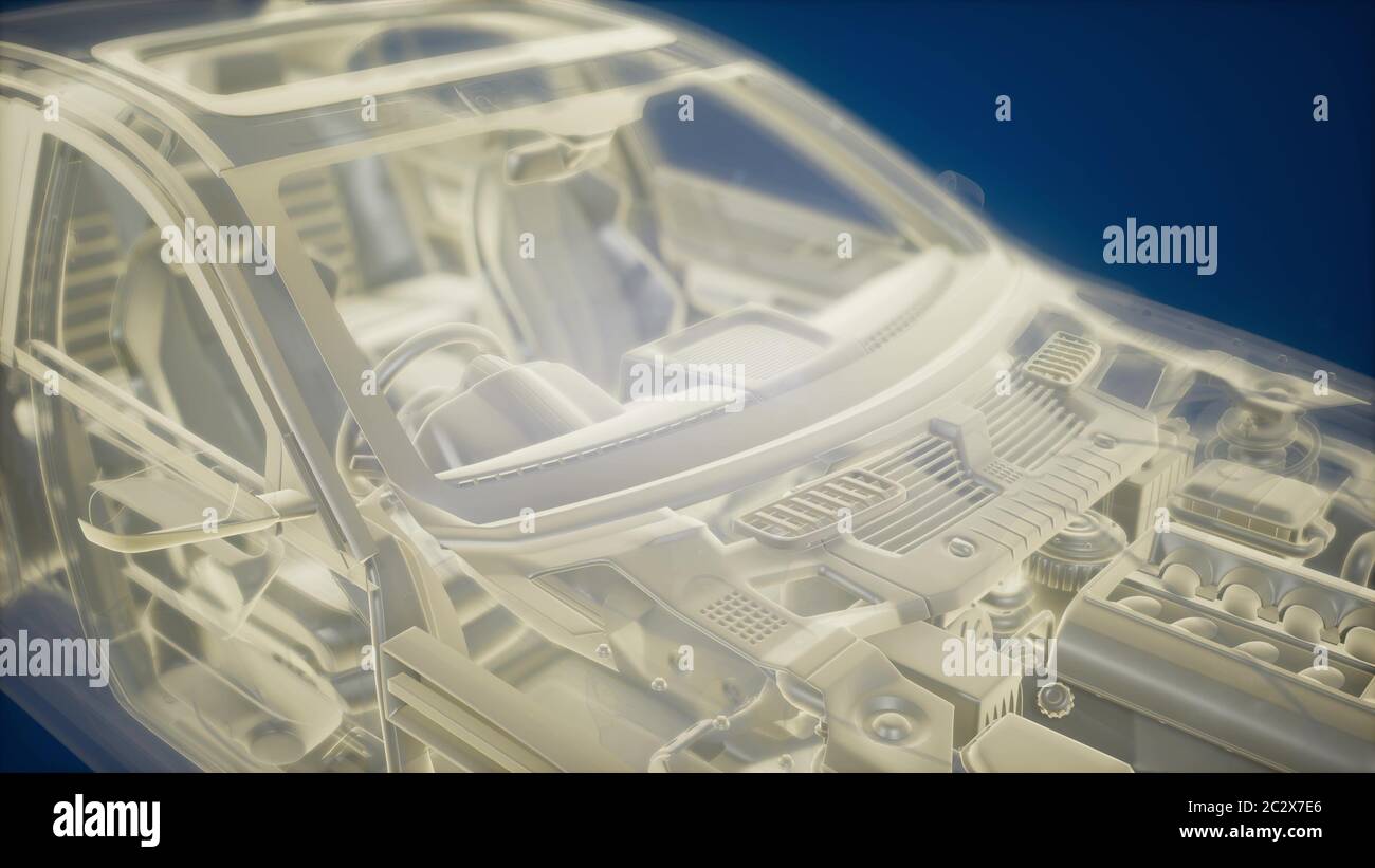 Holographic animation of 3D wireframe car model Stock Photo - Alamy