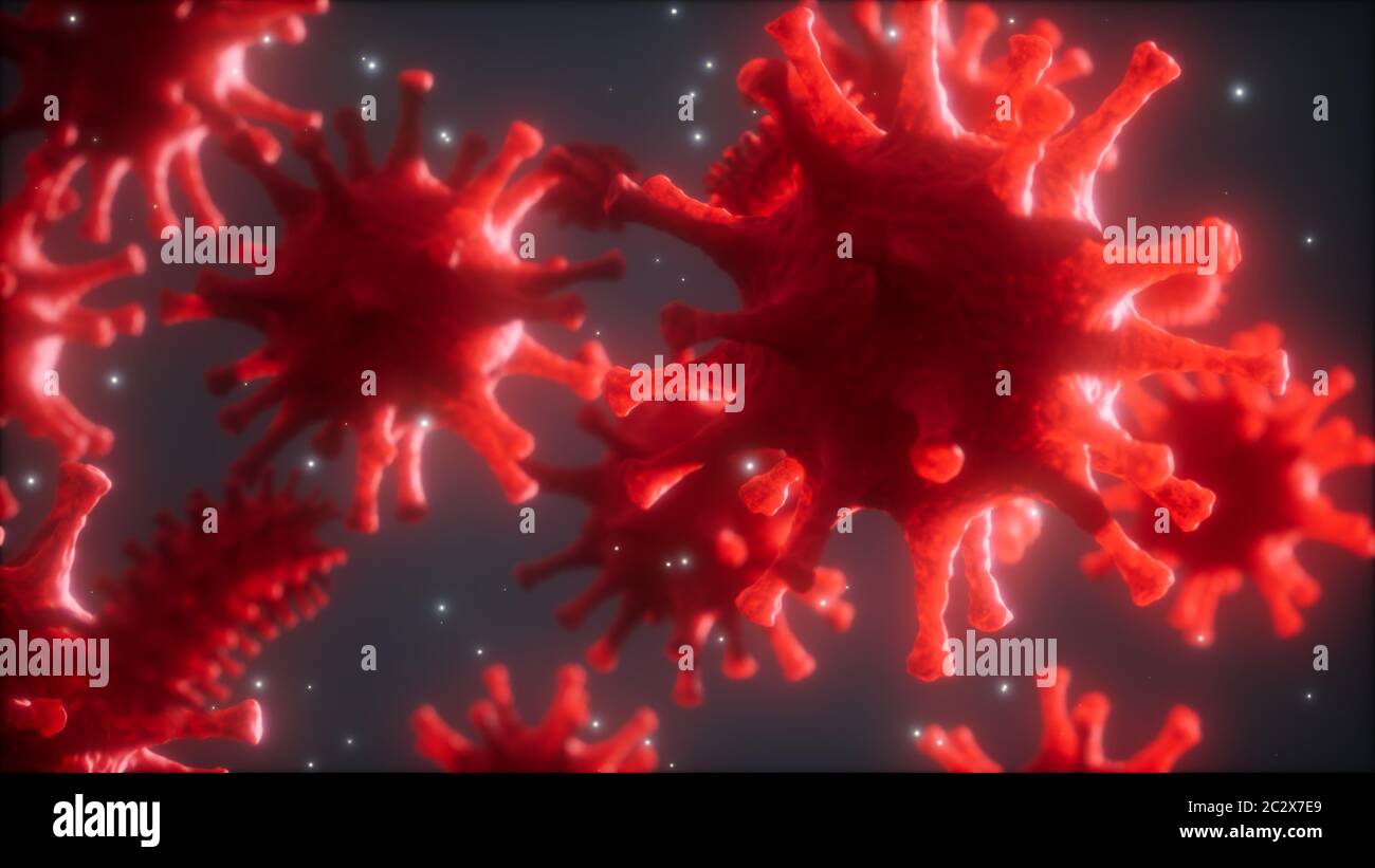 Bacteria virus or germs microorganism cells under microscope with depth ...