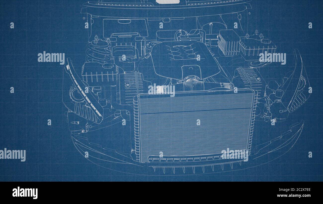 engine and other parts visible in car Stock Photo - Alamy