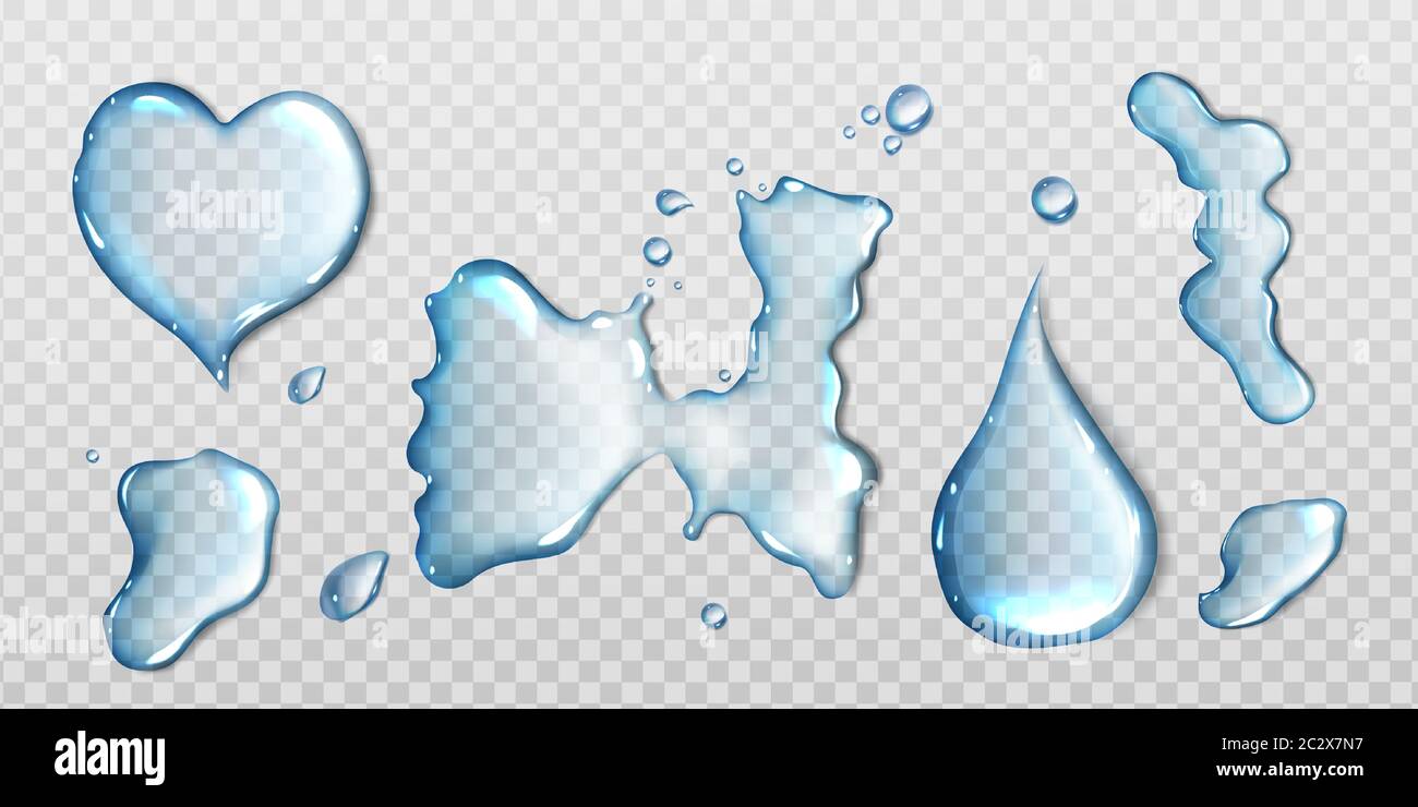 Water spills isolated on transparent background. Vector realistic set ...