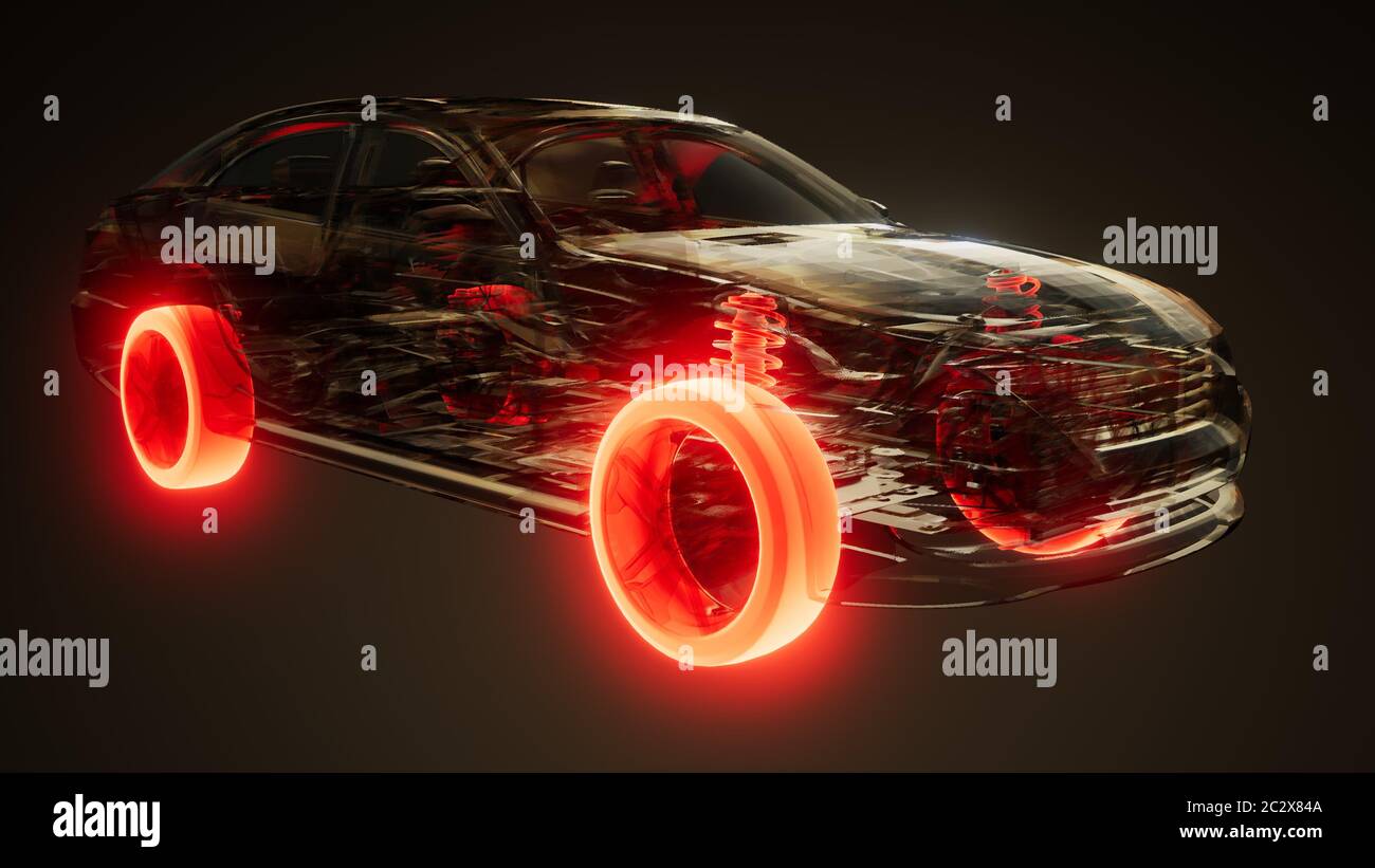 Car Wheels Glowing in Car Stock Photo - Alamy