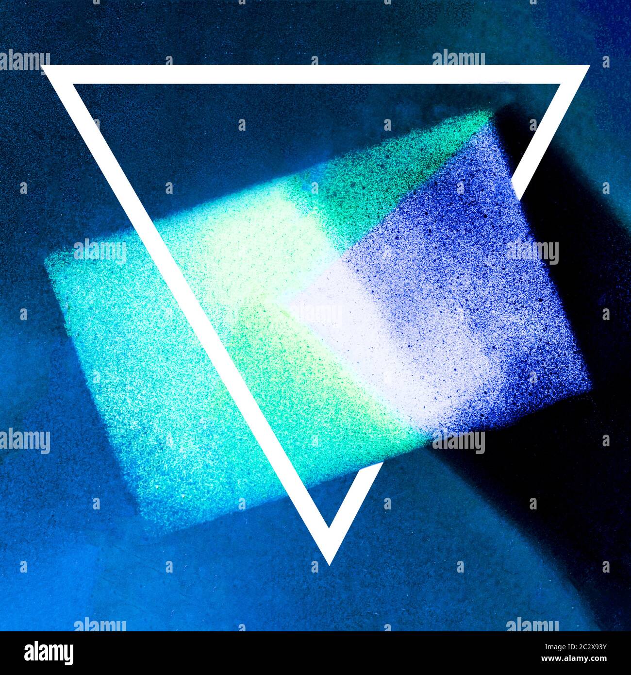 Abstract neon square background with a triangular frame for copyspace ...