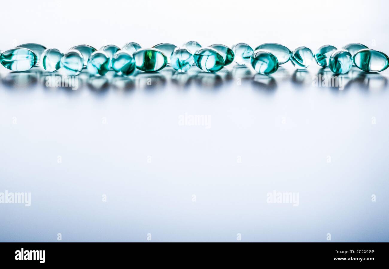 Blue pills for healthy diet nutrition, supplements pill and probiotics ...