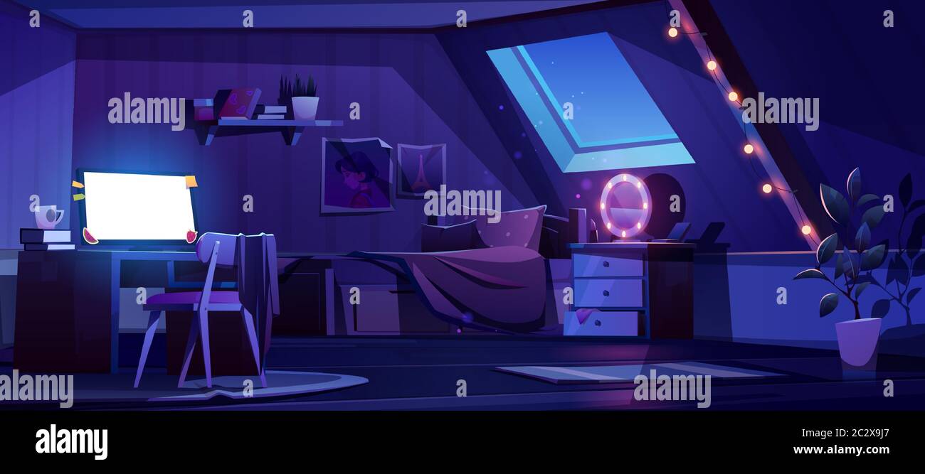 Dark Attic Bedroom Stock Vector Images Alamy
