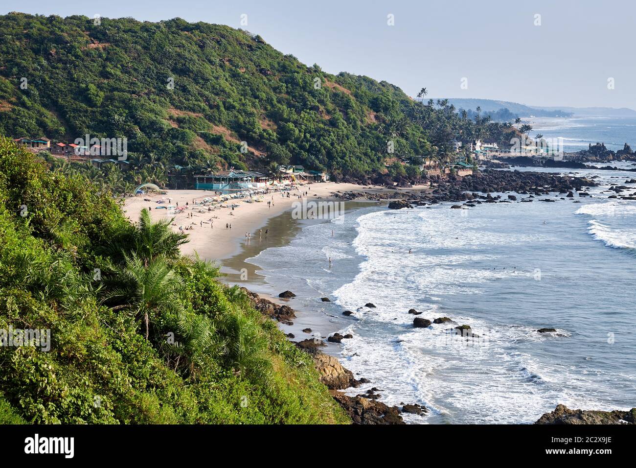 Beautiful panoramic view of tropical beach in Goa Stock Photo - Alamy
