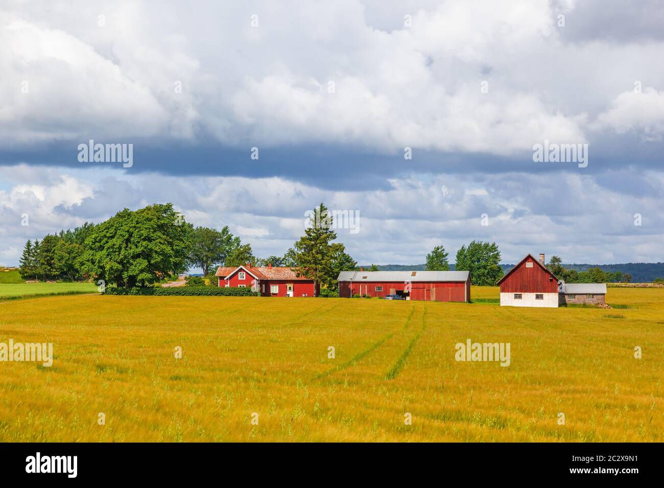 Typical red farm in the Swedish countryside Stock Photo - Alamy