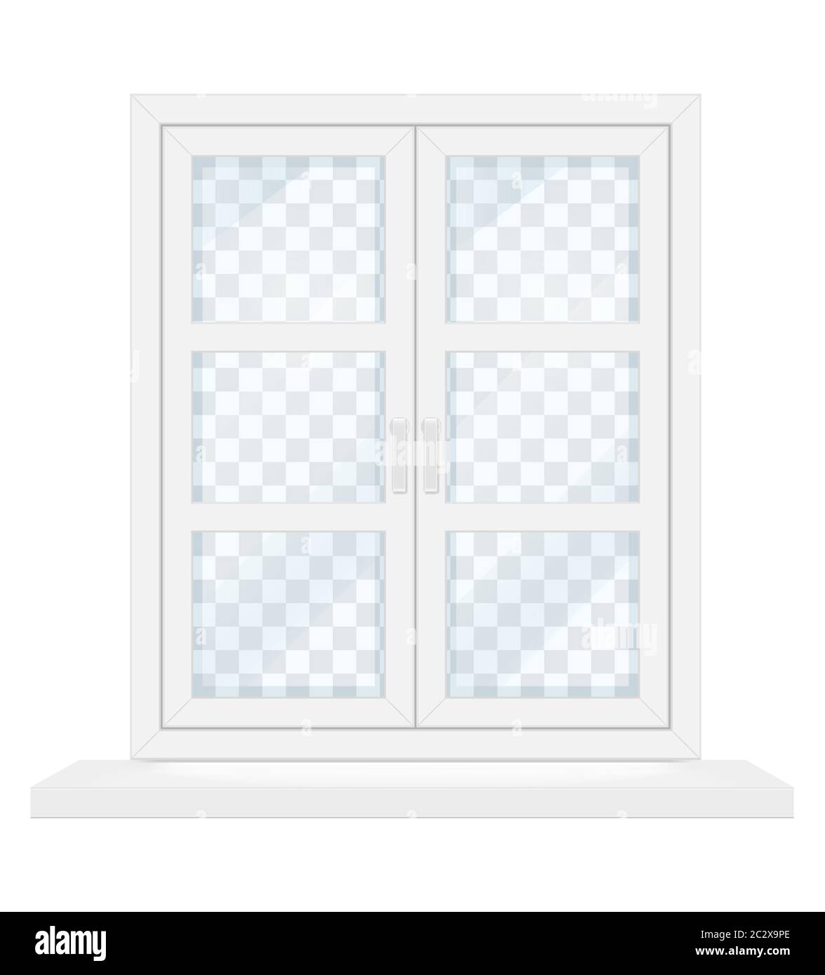 white transparent plastic window with window sill vector illustration ...