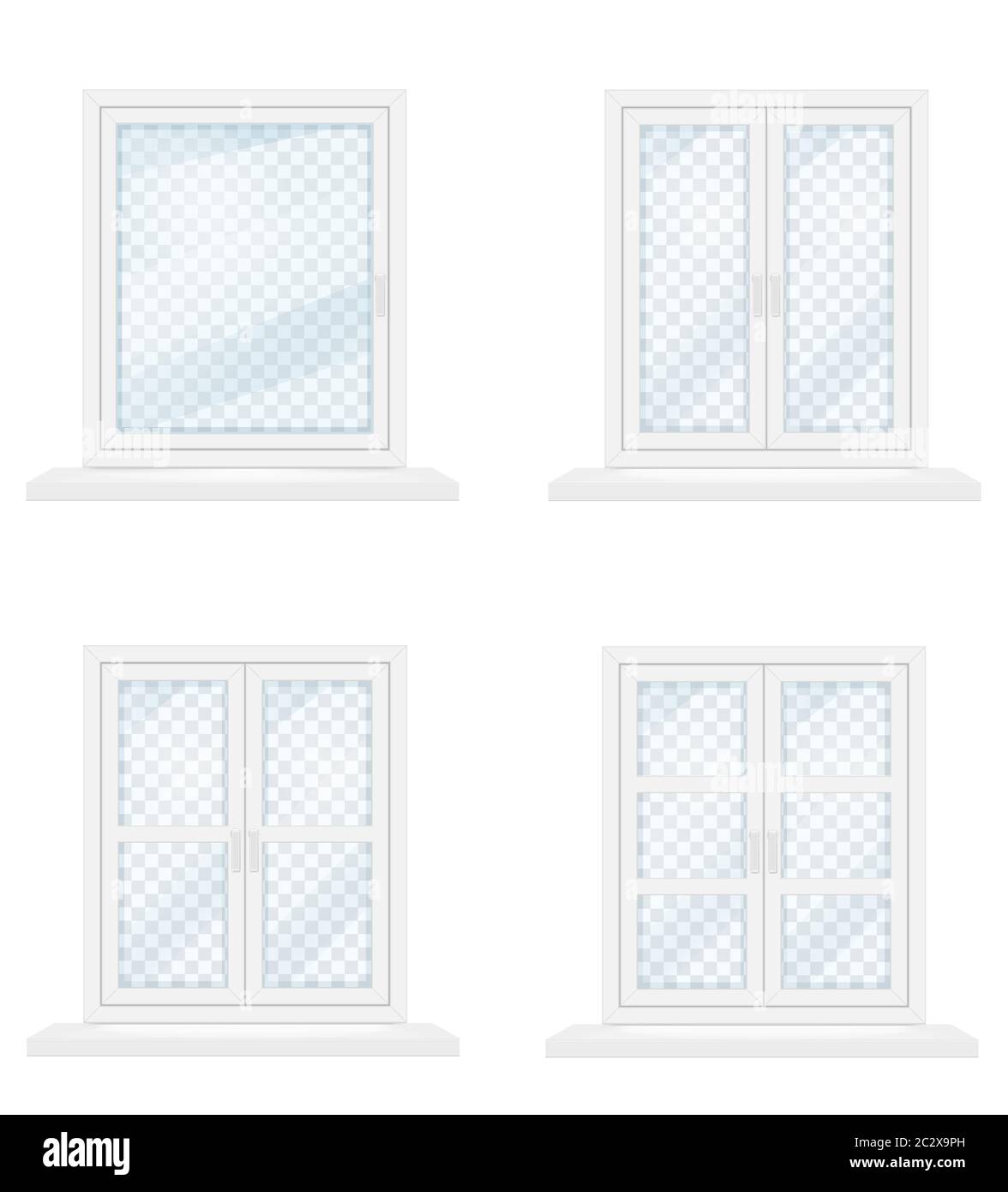 white transparent plastic window with window sill vector illustration ...
