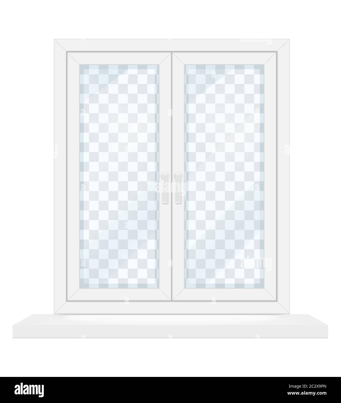 white transparent plastic window with window sill vector illustration ...