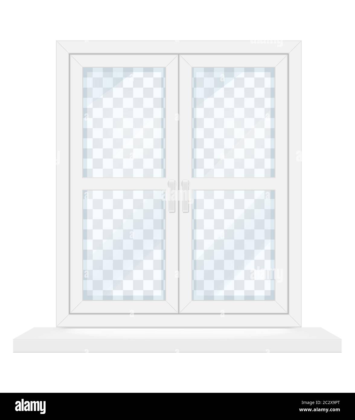 white transparent plastic window with window sill vector illustration ...