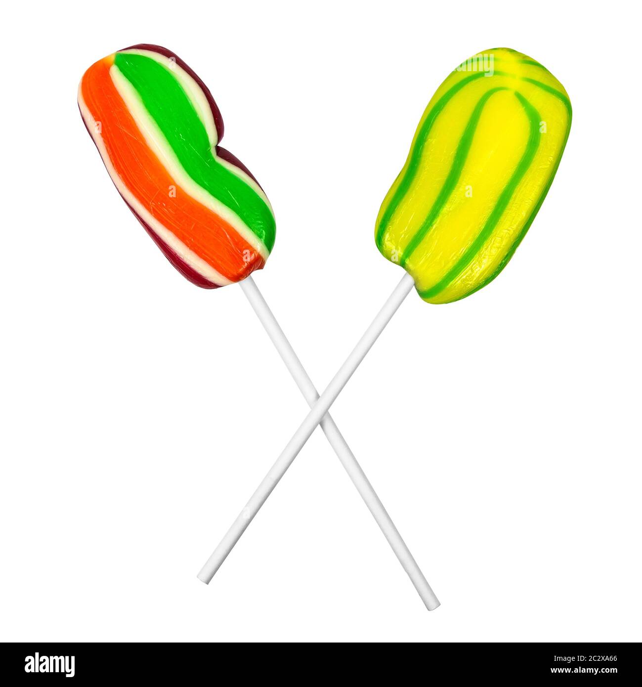 Two colorful lollipops isolated on white background with clipping path ...