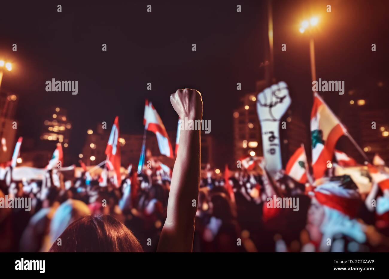 Lebanon protest flag hi-res stock photography and images - Alamy
