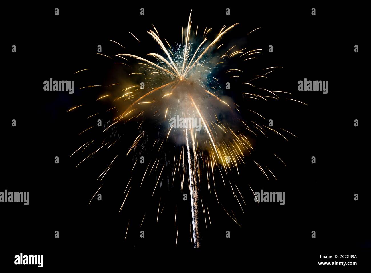 Yellow Sparkling Fireworks Background on Night Scene. Abstract color ...