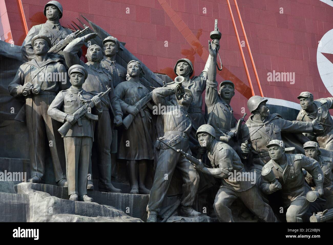 Pyongyang, North Korea - May 1, 2019: Detail of the Mansudae Monument ...